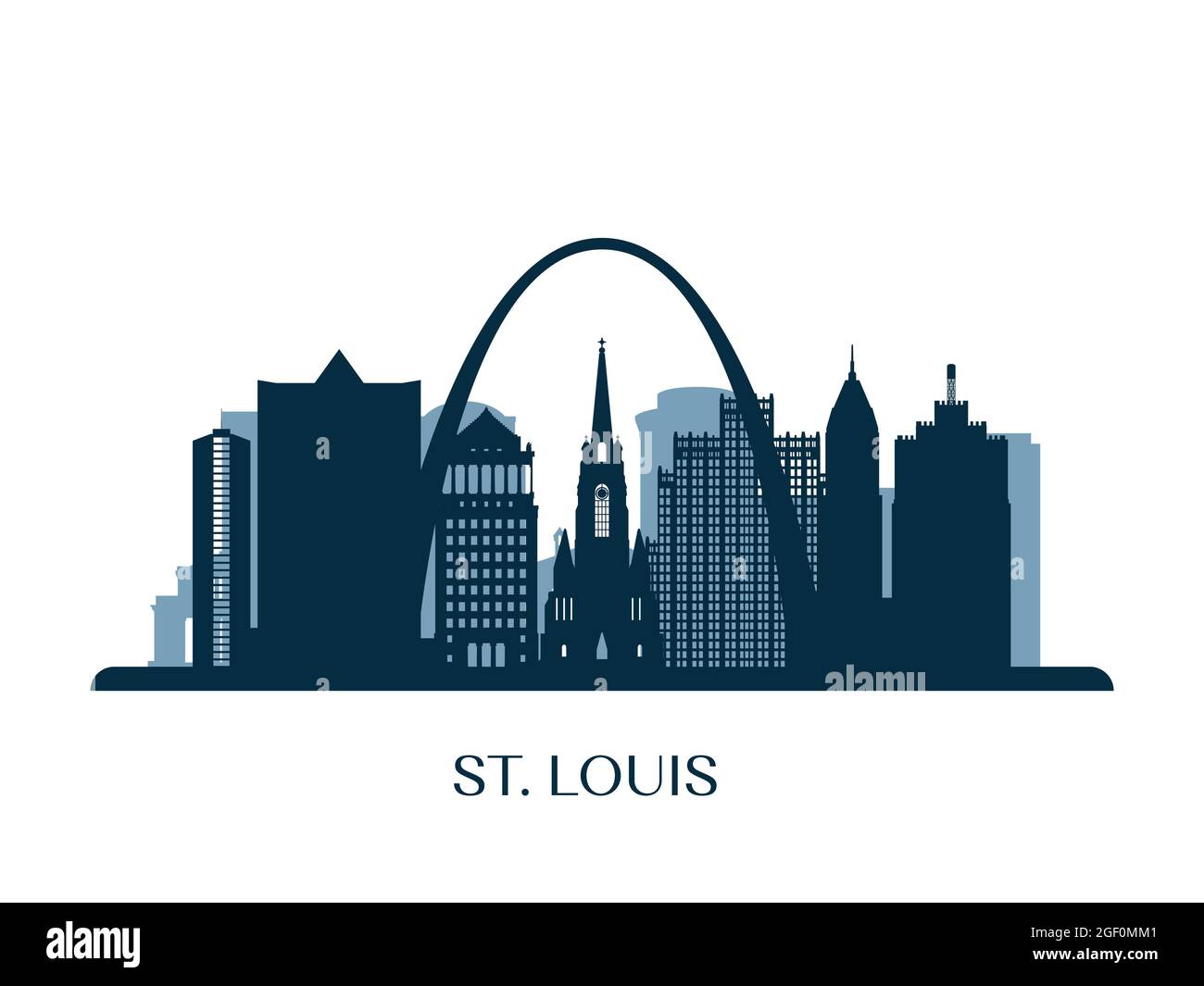 St. Louis skyline, monochrome silhouette. Vector illustration Stock ...