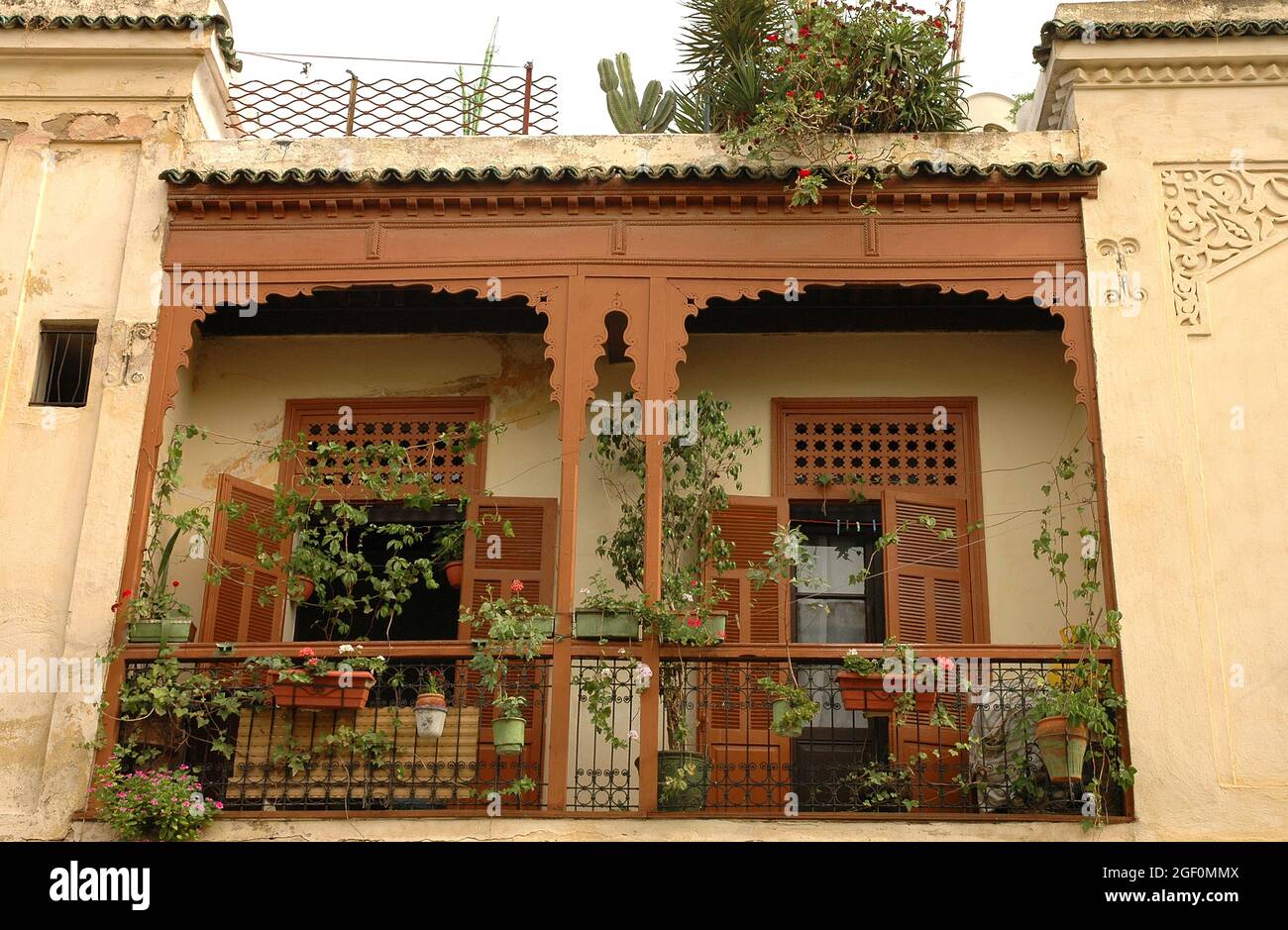 Traditional windows and balconies in the spiritual city of Morocco ...