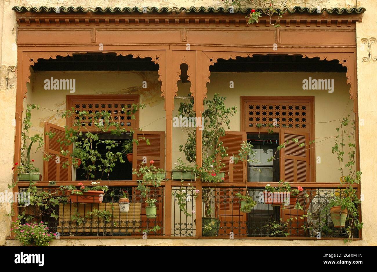 Traditional windows and balconies in the spiritual city of Morocco ...