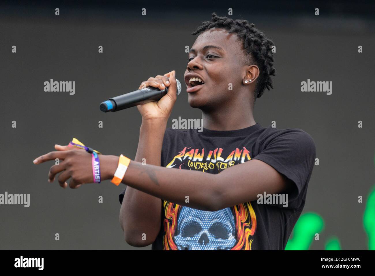 Rapper SSGKobe during the Lyrical Lemonade Summer Smash Music Festival ...