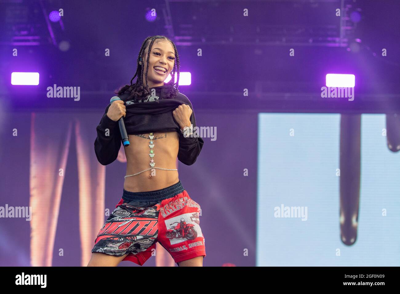 Rapper Coi Leray Collins during the Lyrical Lemonade Summer Smash Music ...