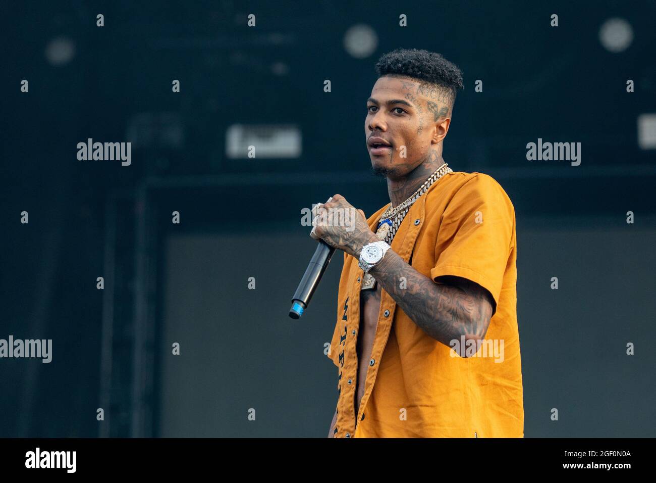 Blueface (Jonathan Porter) during the Lyrical Lemonade Summer Smash ...