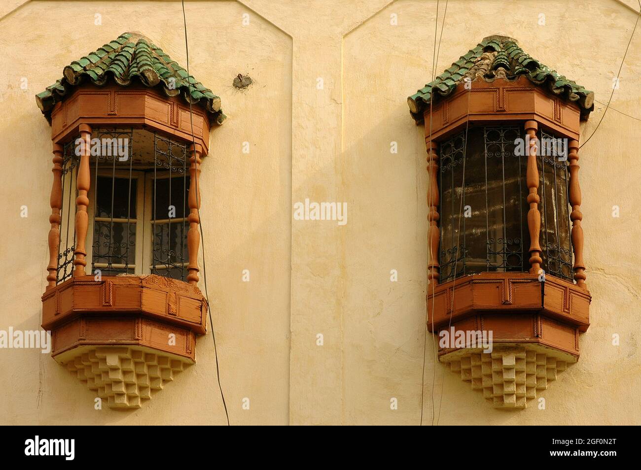 Traditional windows and balconies in the spiritual city of Morocco ...