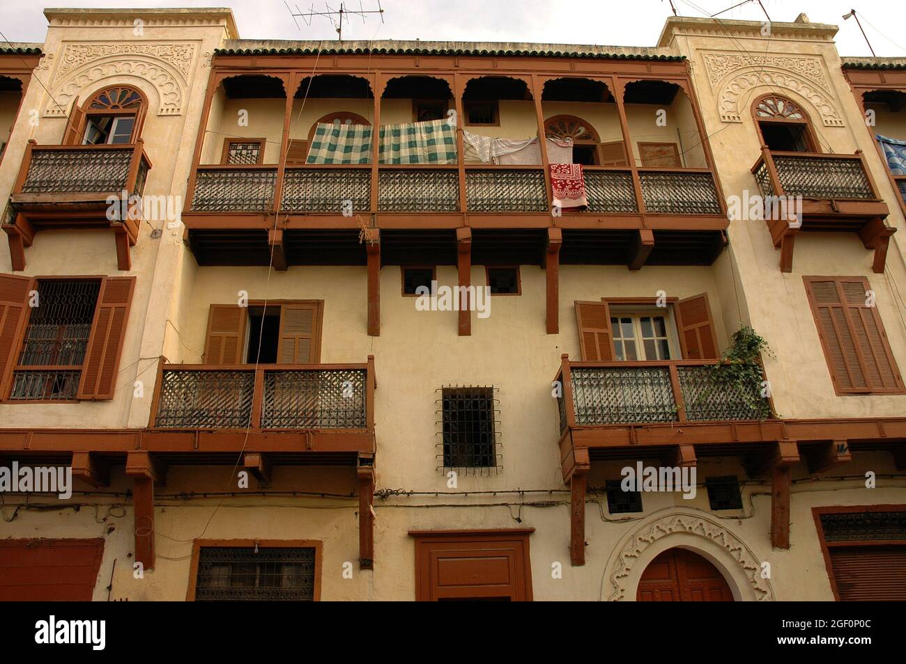 Traditional windows and balconies in the spiritual city of Morocco ...
