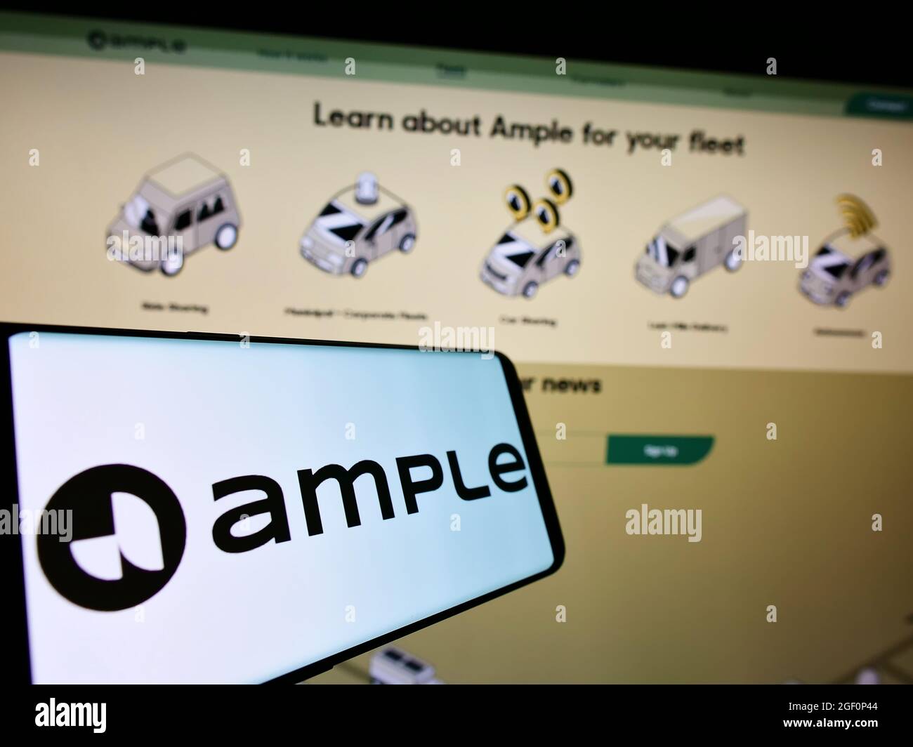 Mobile phone with logo of American electric mobility company Ample Inc ...