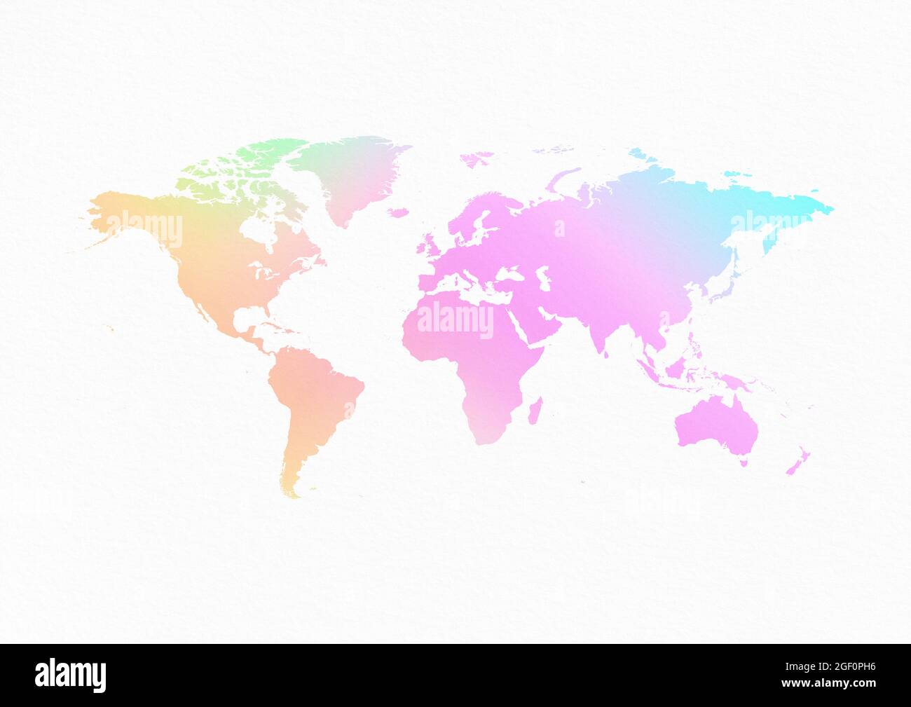 Pastel colored world map isolated on white paper background Stock Photo ...