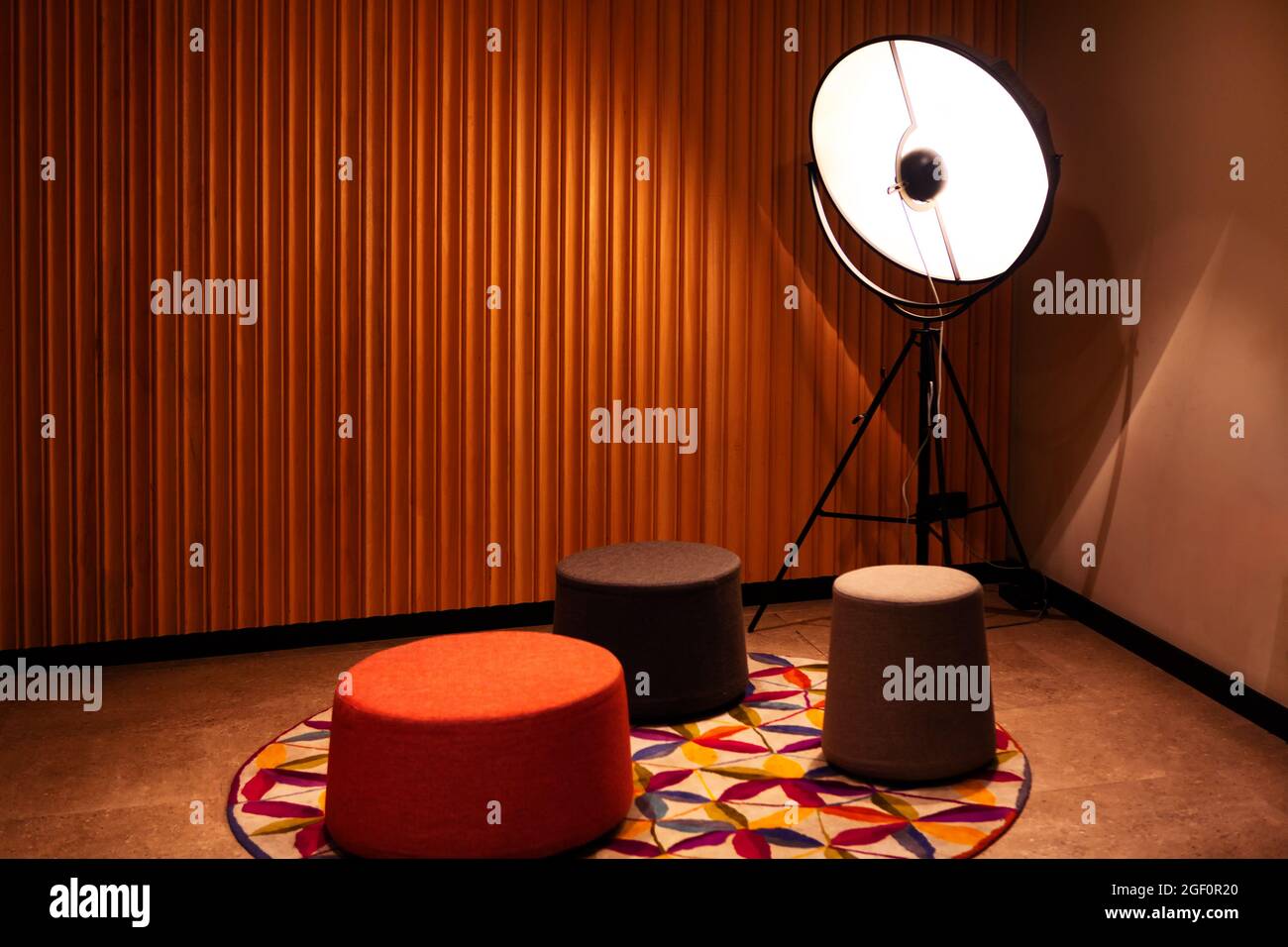 Studio with a projector . Room lighting equipment for photo session ...