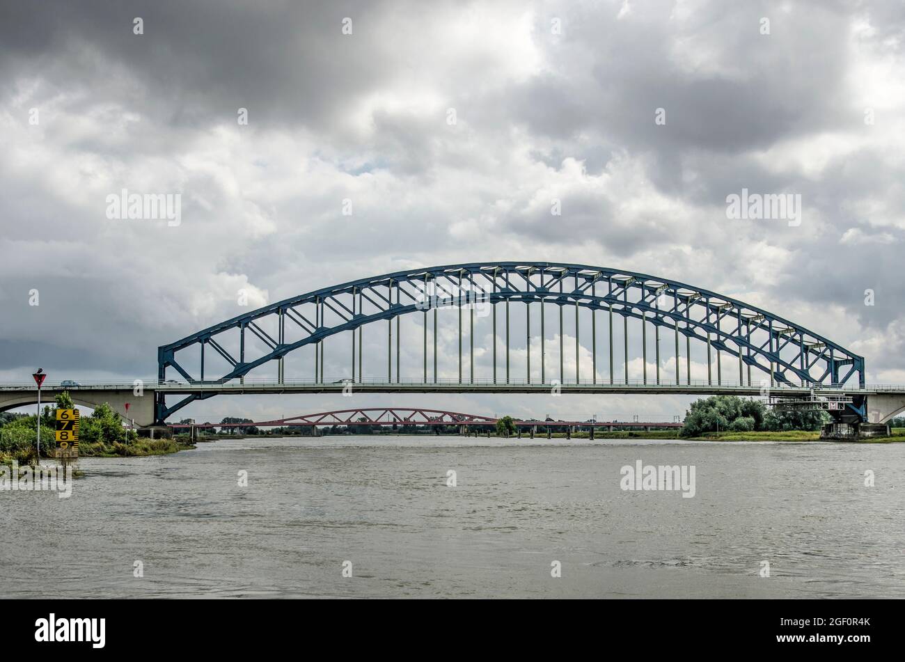 Zwolle, the Netherlands, August 10, 2021: view along the IJssel river ...