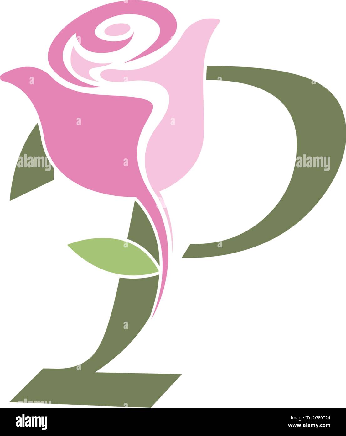 Letter P with rose icon logo vector template illustration Stock Vector ...