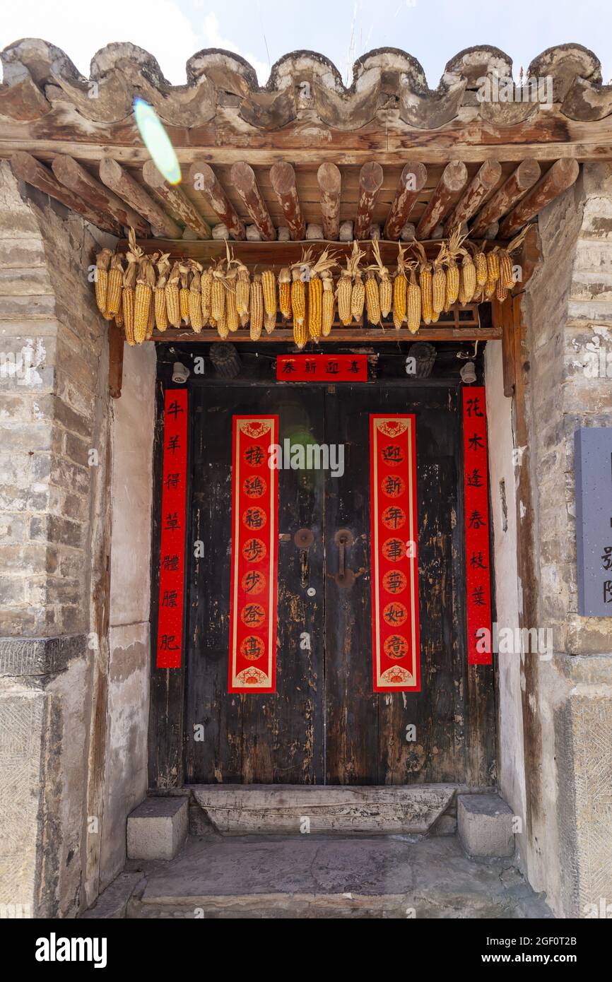 Ancient buildings under blue sky and white clouds hi-res stock ...