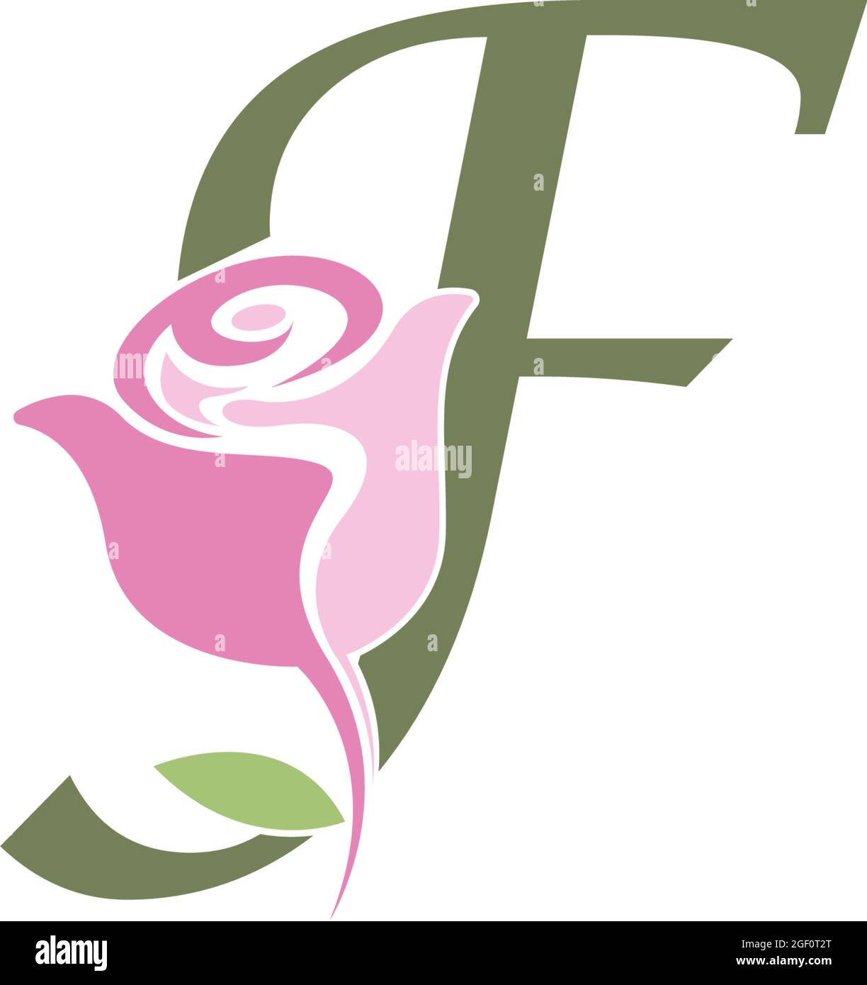 Letter F with rose icon logo vector template illustration Stock Vector ...