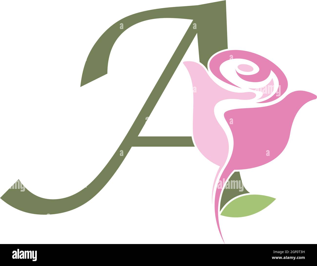 Letter A with rose icon logo vector template illustration Stock Vector ...