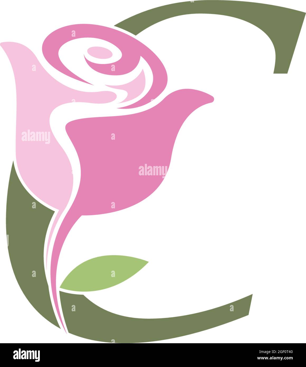Letter C with rose icon logo vector template illustration Stock Vector ...