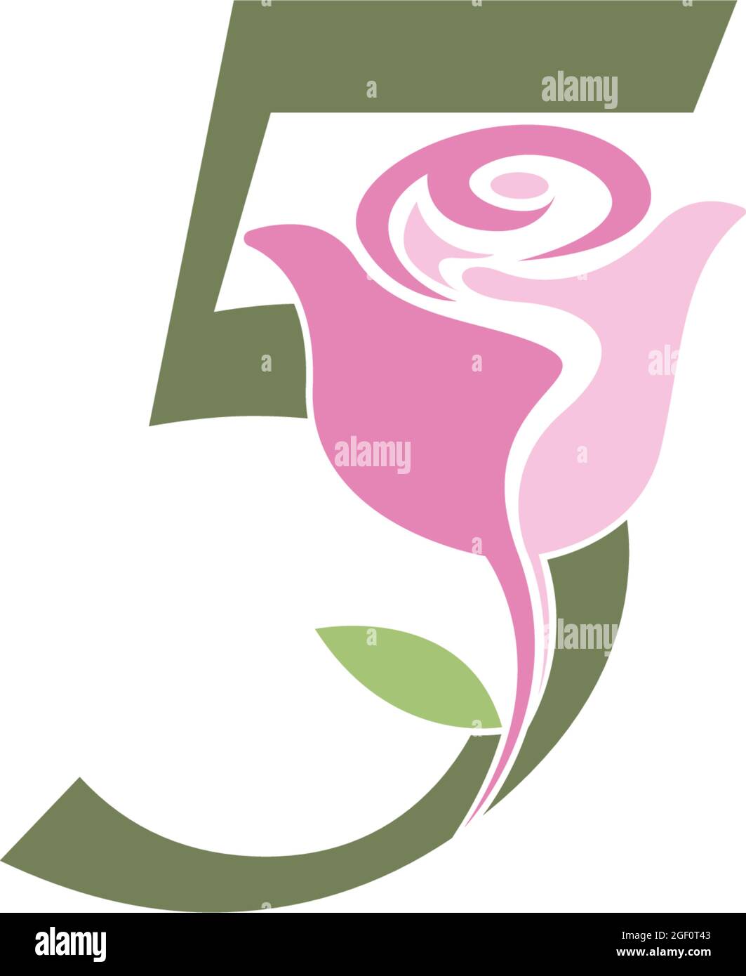 Number 5 with rose icon logo vector template illustration Stock Vector ...
