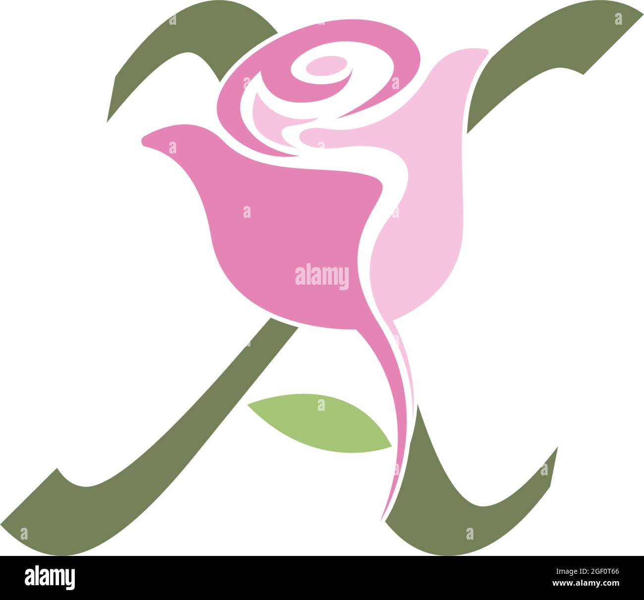 Letter X with rose icon logo vector template illustration Stock Vector ...