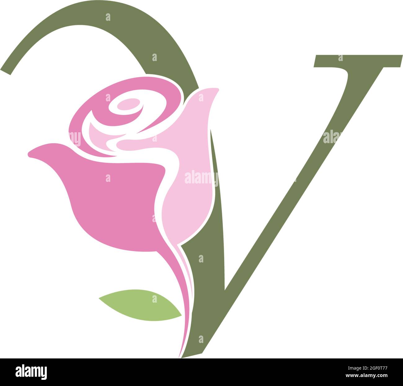 Letter V with rose icon logo vector template illustration Stock Vector ...