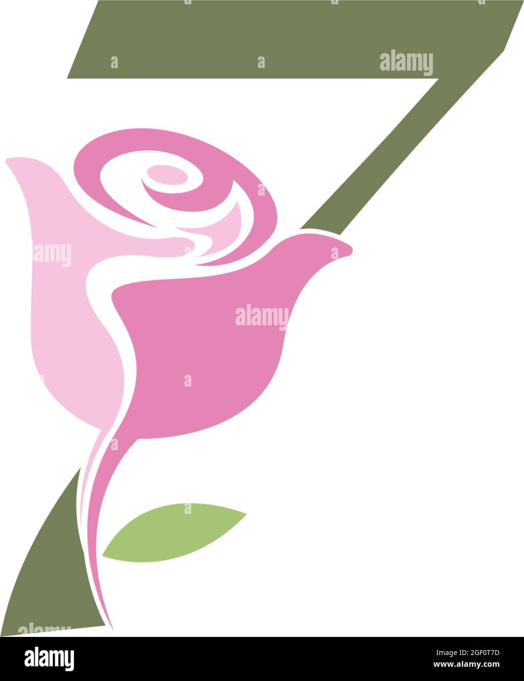 Number 7 with rose icon logo vector template illustration Stock Vector ...
