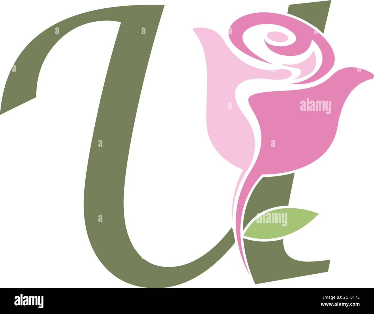 Letter U with rose icon logo vector template illustration Stock Vector ...