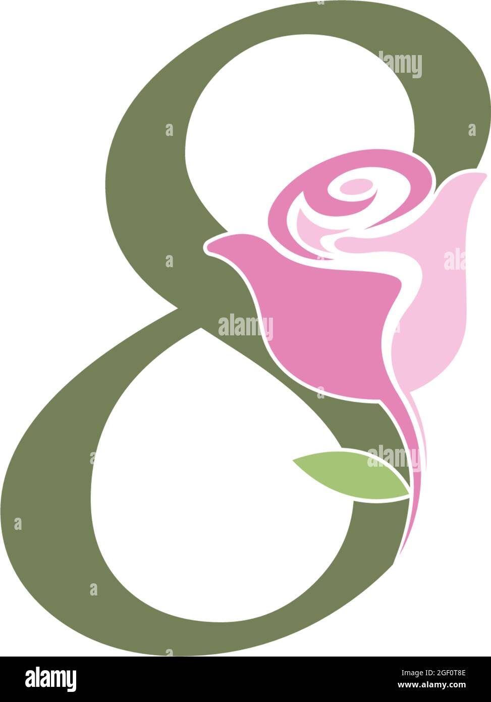 Number 8 with rose icon logo vector template illustration Stock Vector ...