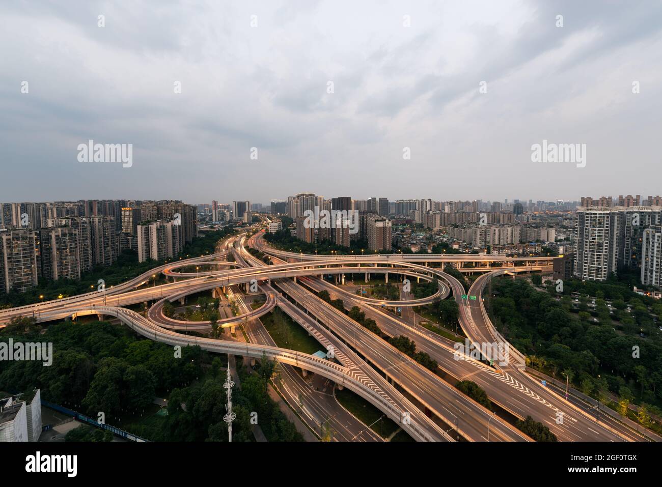 Chengdu city overpass at night Stock Photo - Alamy