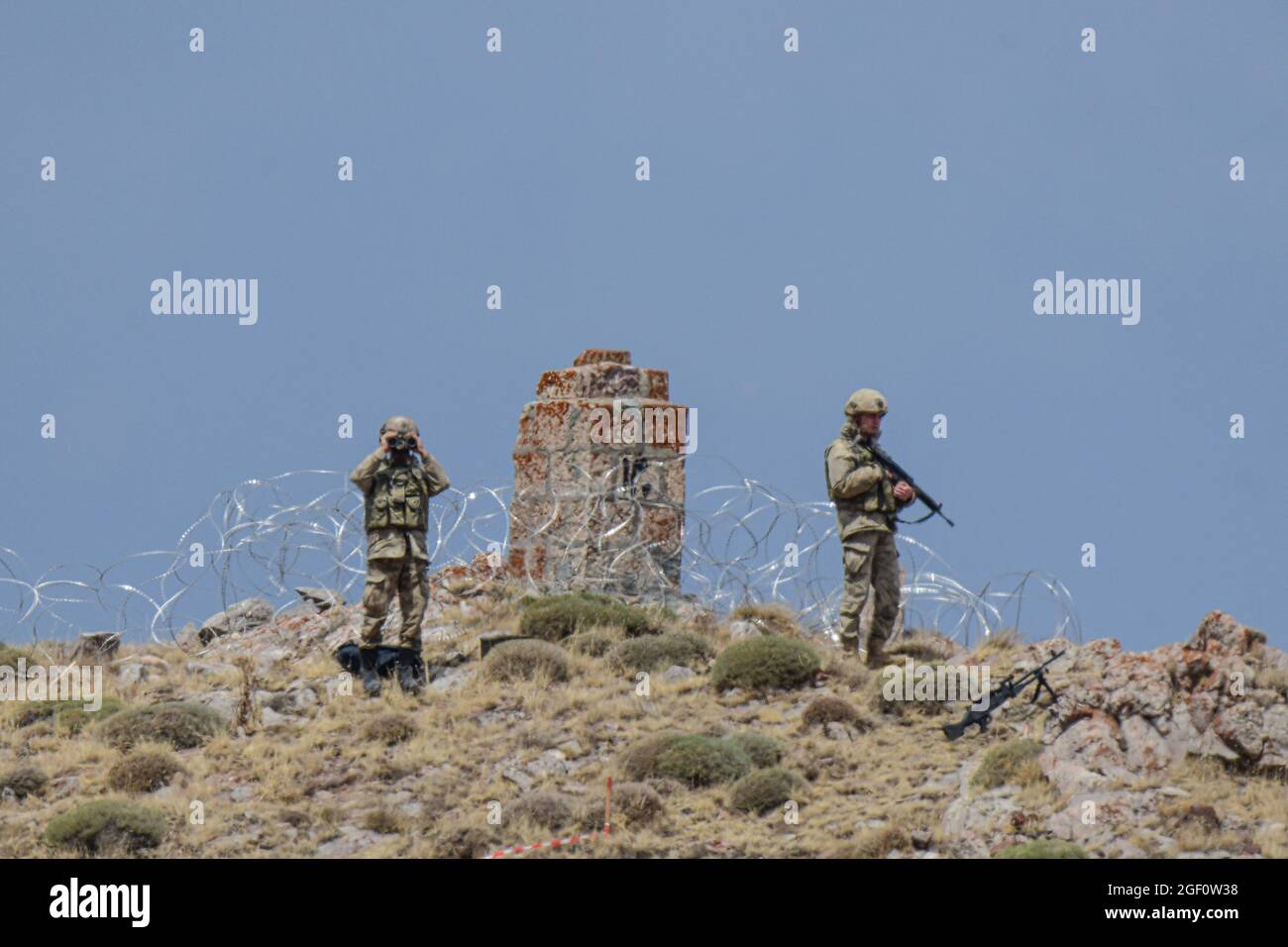 Turkish military patrols near the Turkey Iran border, in Van provence ...