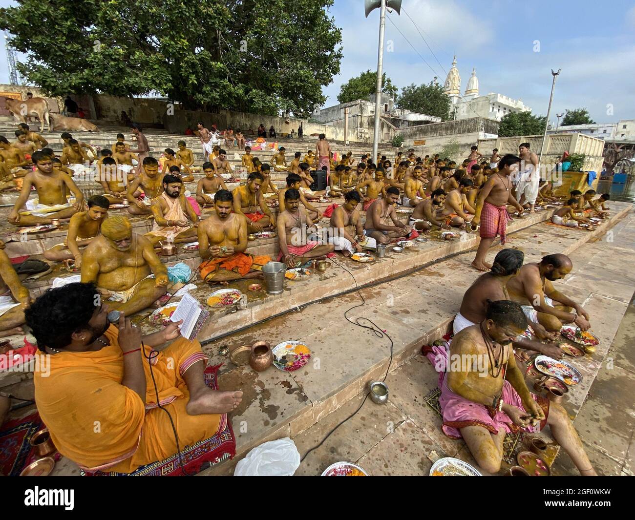 Indian Hindu offering Rituals During "Janai Purnima" festival or ...