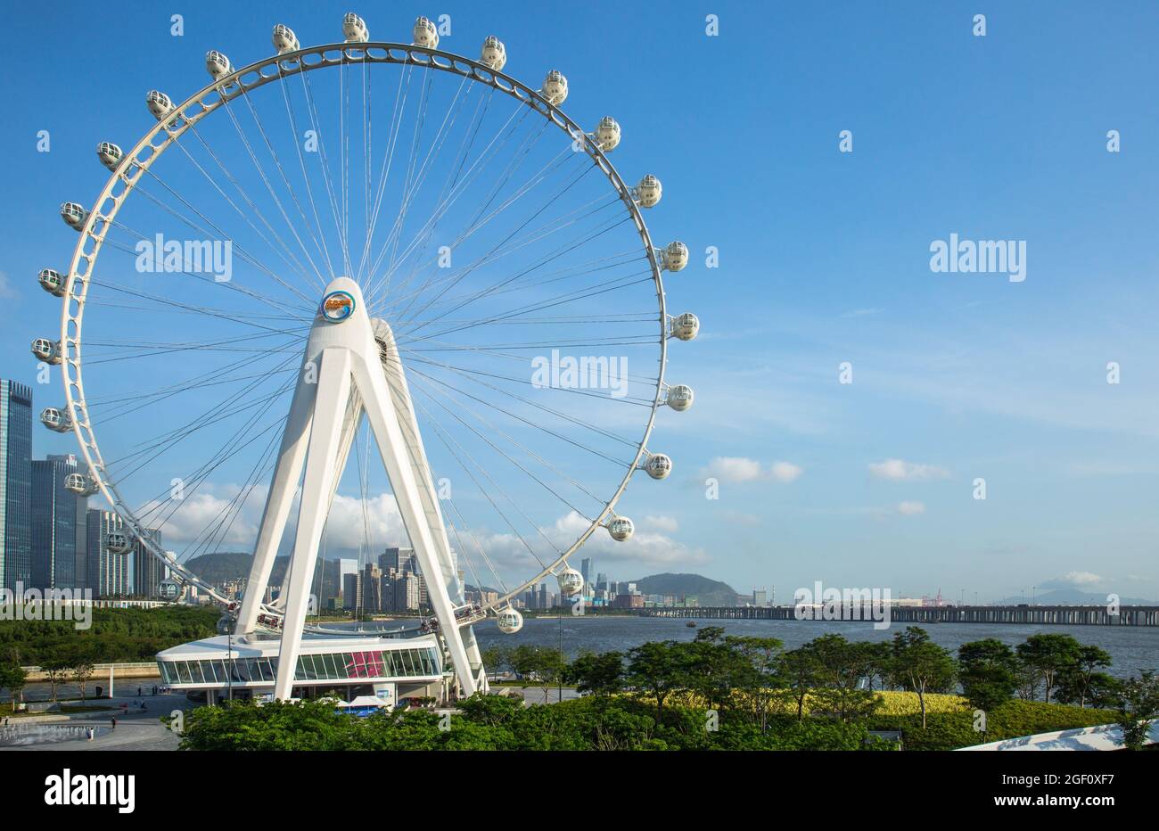 Guangdong province shenzhen bay area the light of the ferris wheel ...