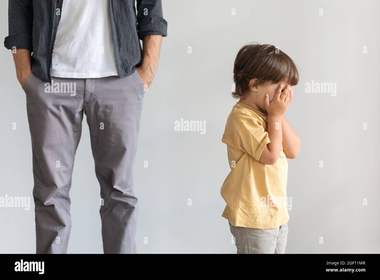 Little baby boy crying alone, feeling lonely and abandoned ...