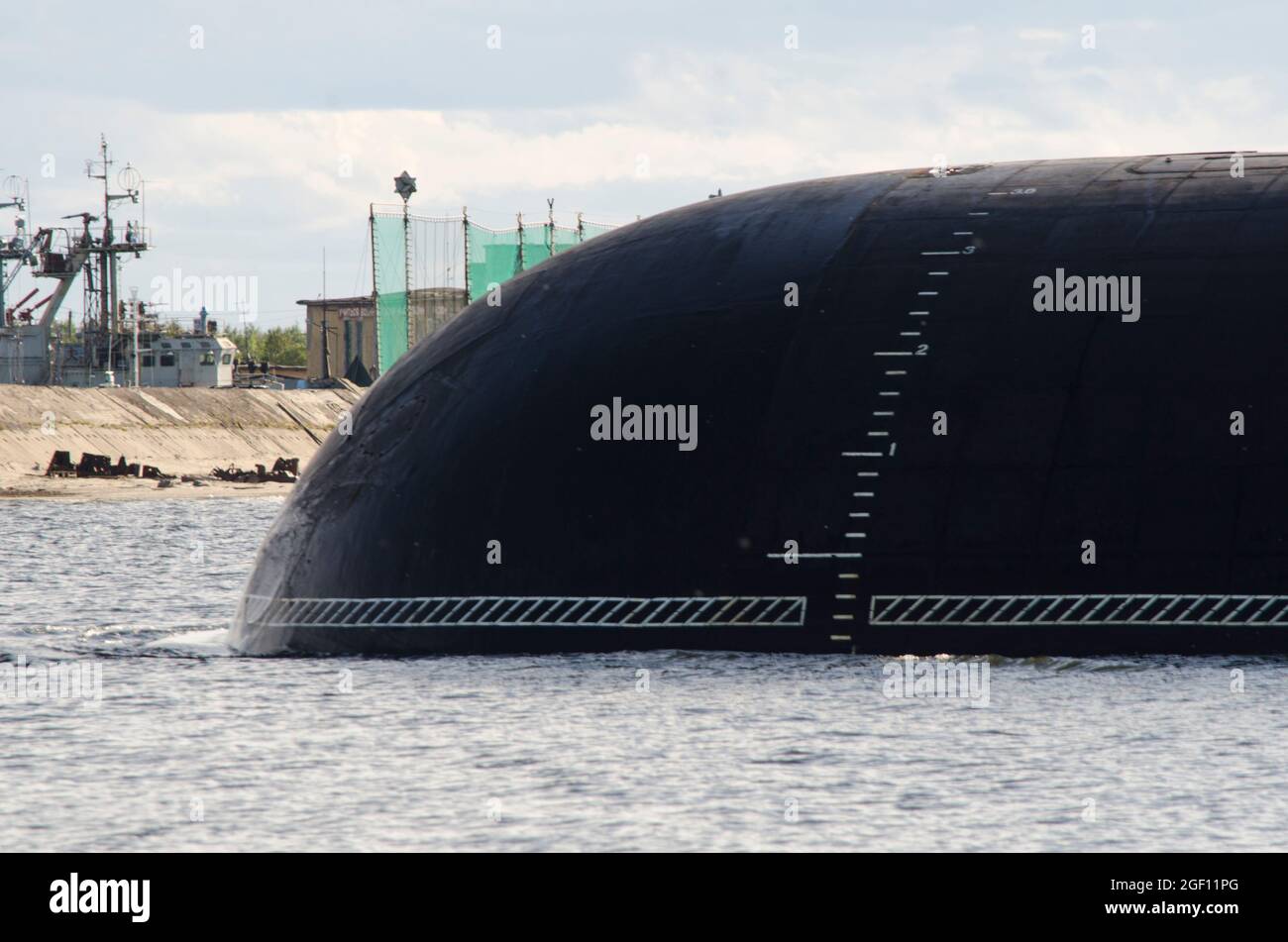 Submarine bow close-up. Waterline. Combat campaign Stock Photo - Alamy