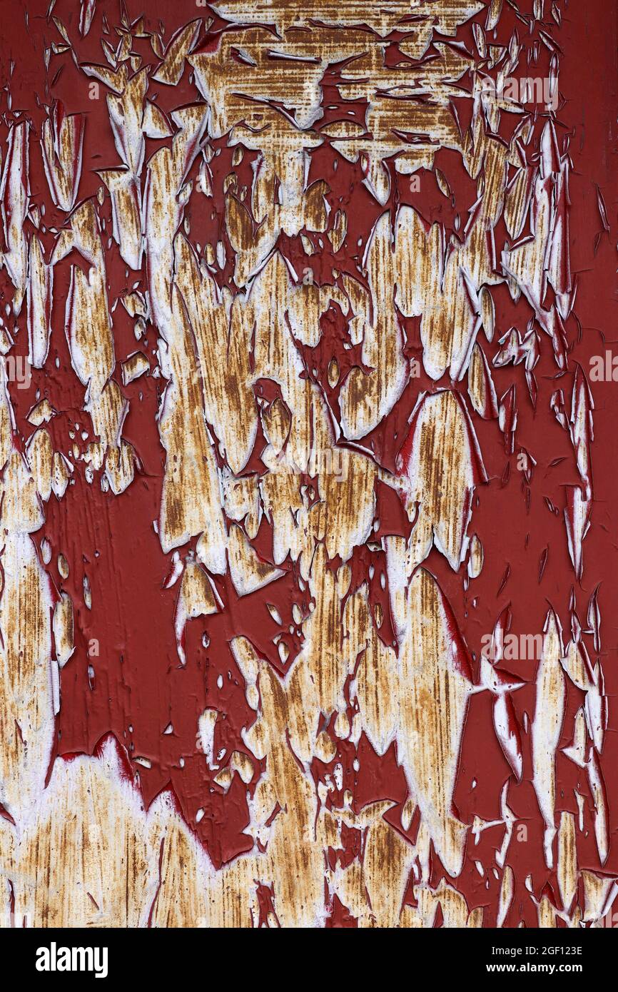 Detail of the cracked and peeled paint on the iron surface Stock Photo ...