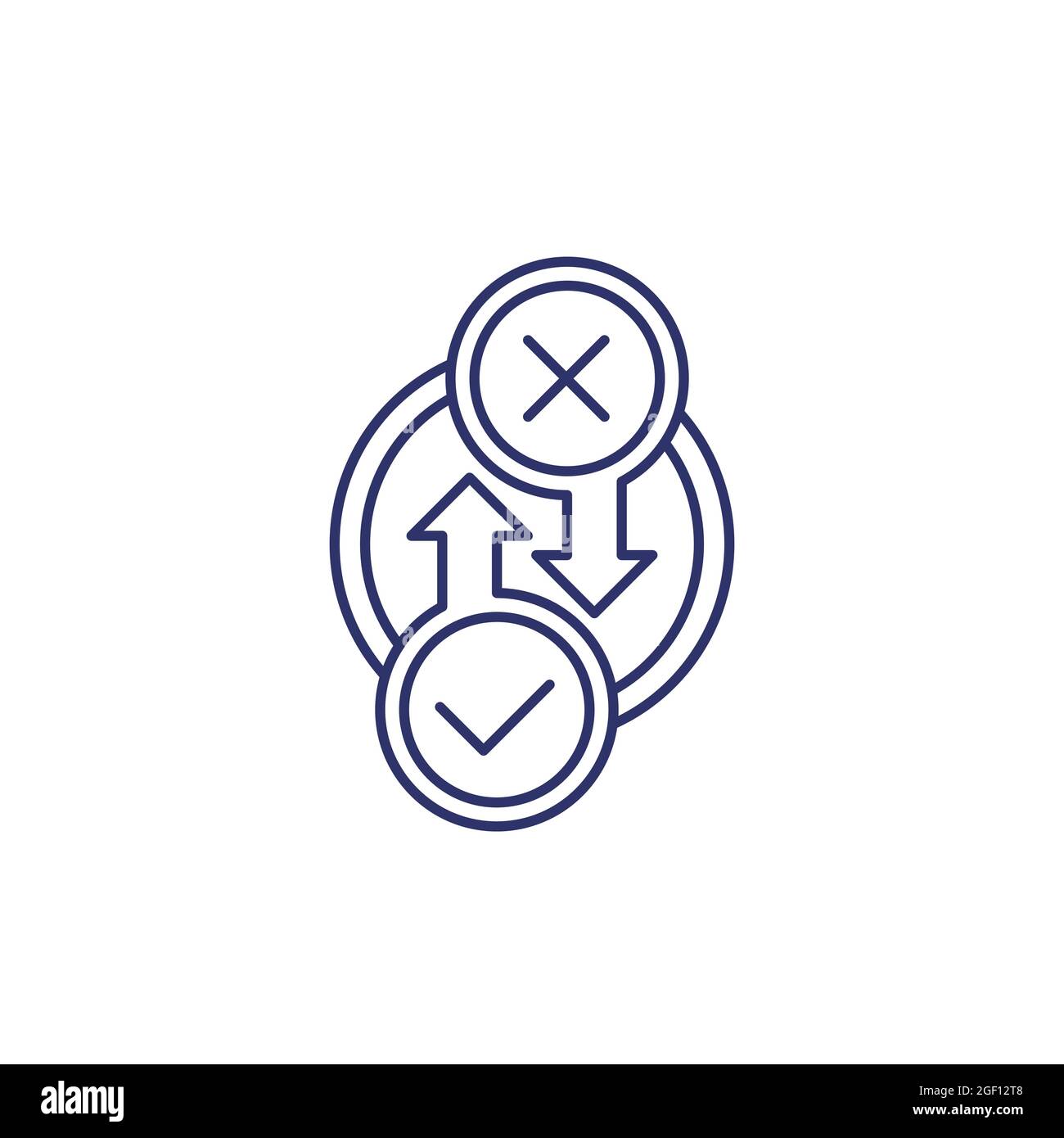 process line icon with checkmark and cross Stock Vector Image & Art - Alamy