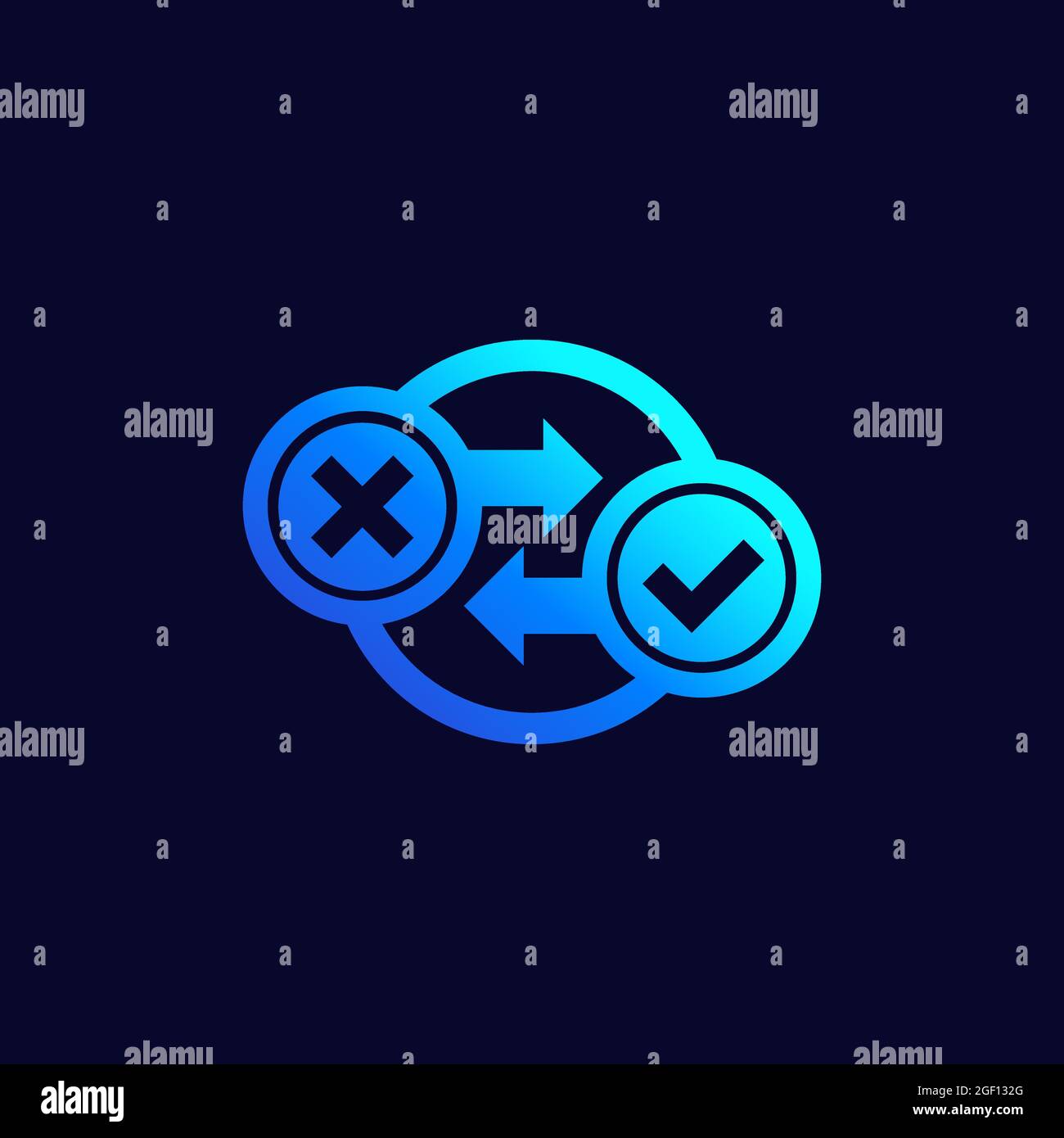 process icon with check mark and cross, vector Stock Vector Image & Art ...