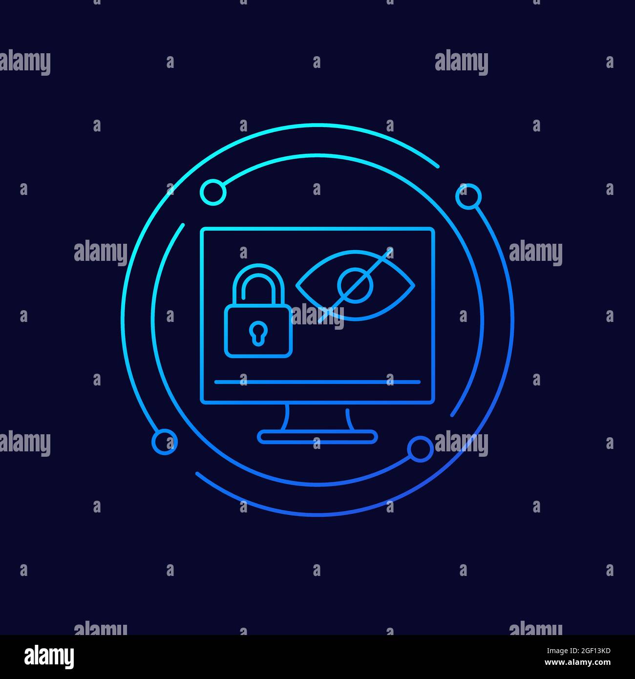 Parental control linear icon with eye and lock Stock Vector Image & Art ...