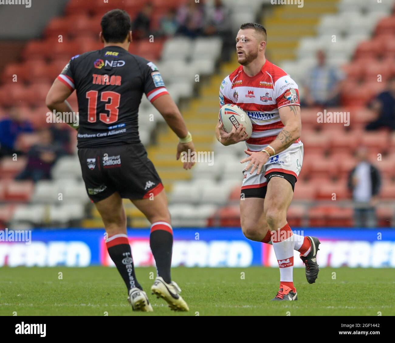 Adam Sidlow (20) of Leigh Centurions looks to run past Elijah Taylor ...