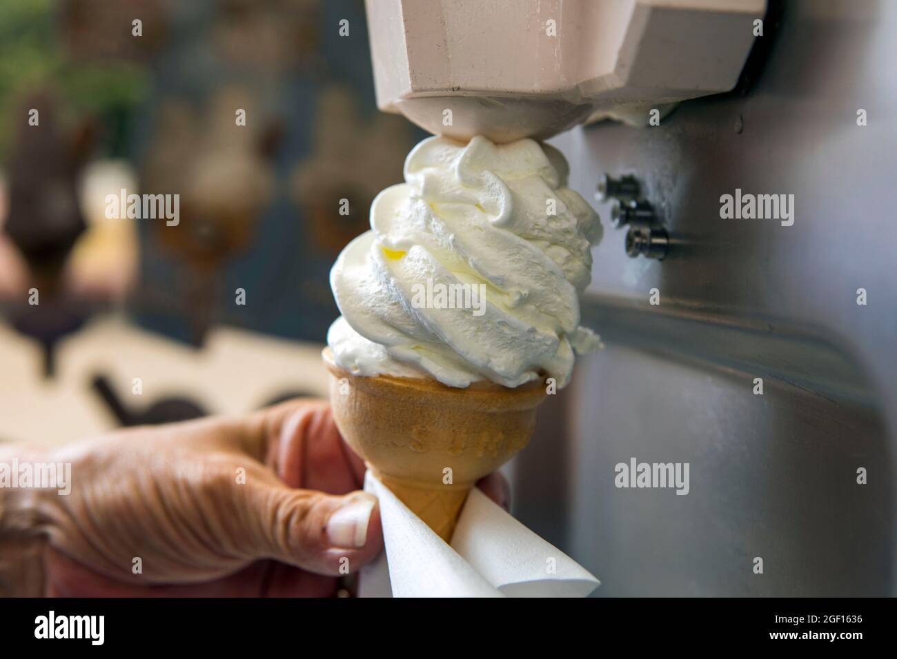 Maggie Rush, Ice cream seller, on Marygate Landing, York Stock Photo ...