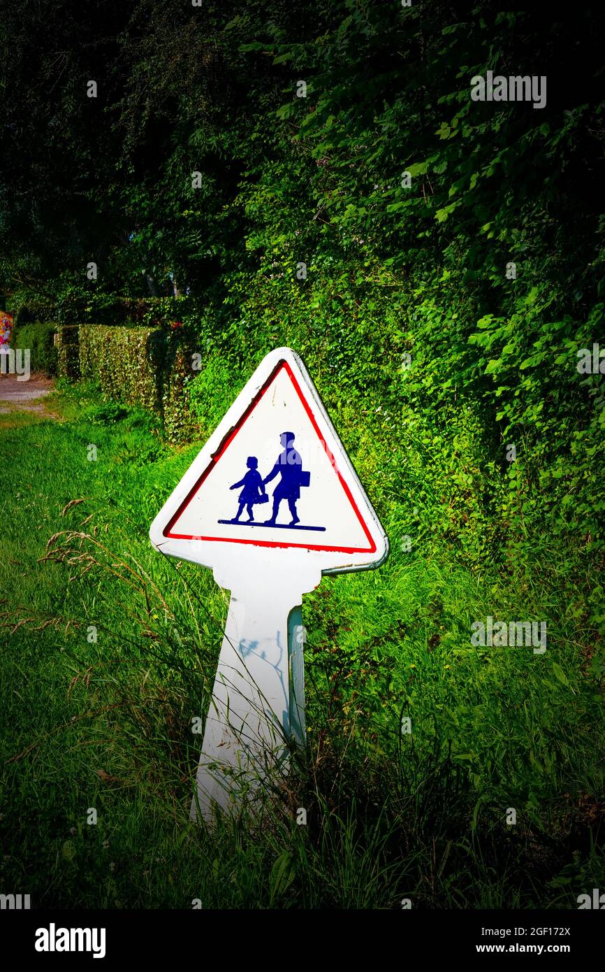 Road sign, Sainte-Marie du Mont, Manche department, Cotentin, Normandy ...
