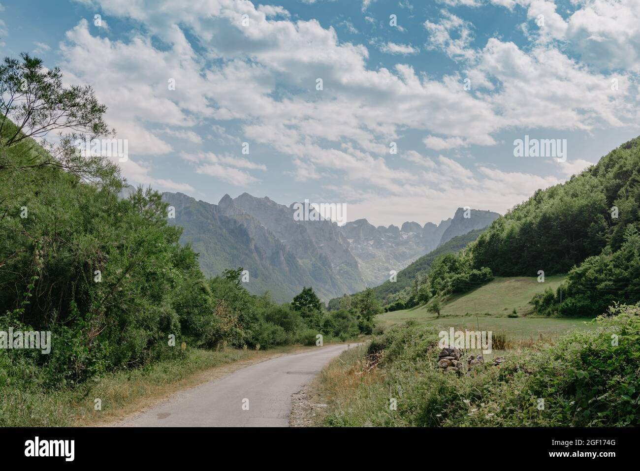 A view of the accursed mountains in the Grebaje Valley. Prokletije ...