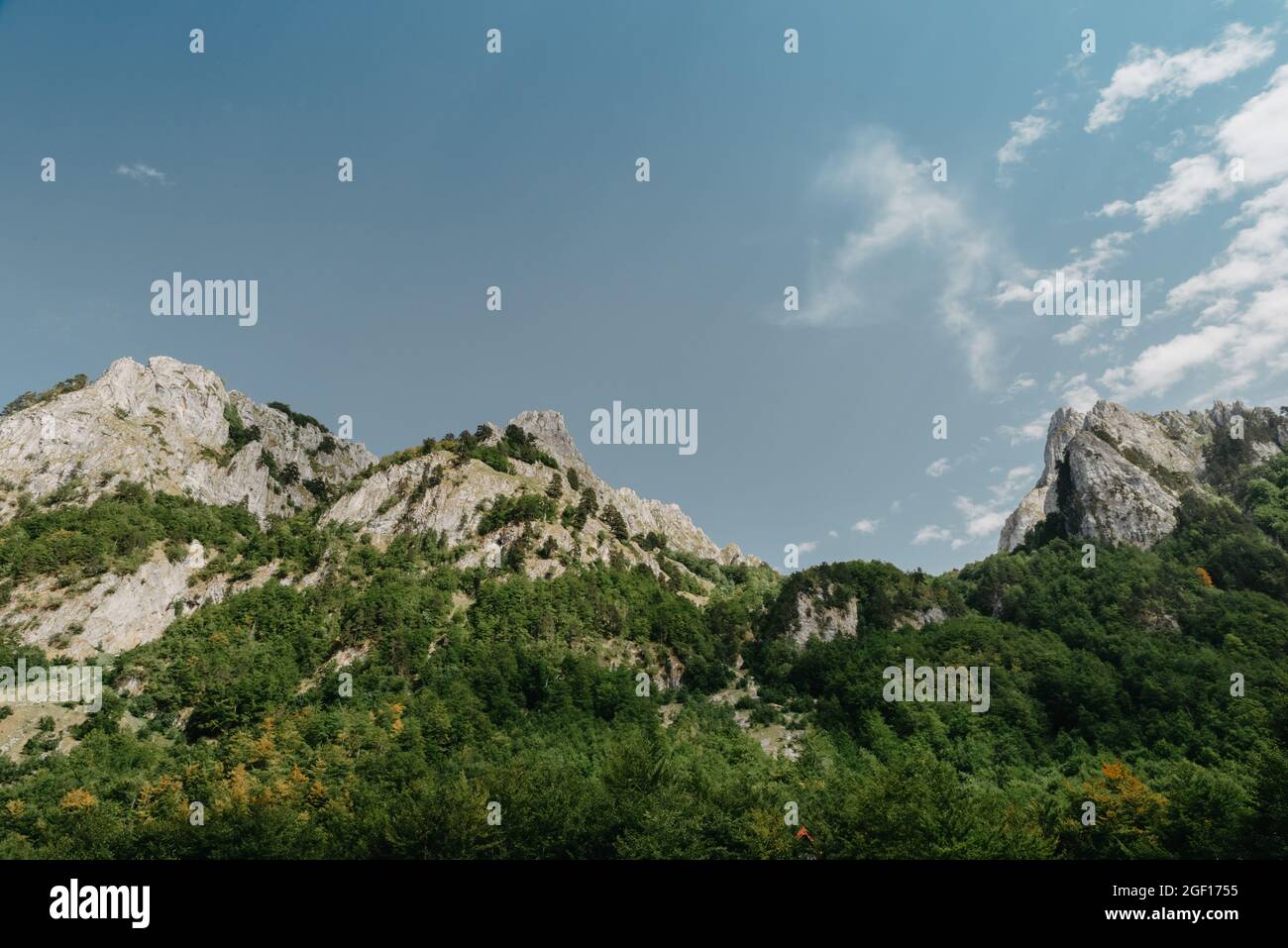 A view of the accursed mountains in the Grebaje Valley. Prokletije ...