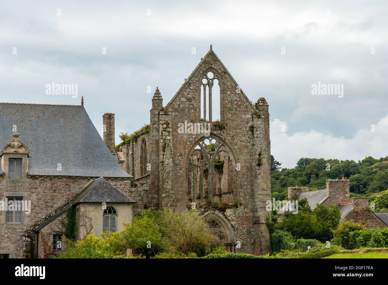A ruined church of Abbaye de Beauport in Paimpol, Cotes-d'Armor ...