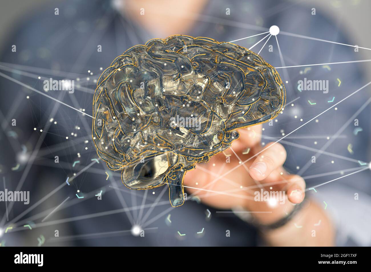 A 3D rendering of a virtual brain symbolizing artificial intelligence Stock Photo - Alamy