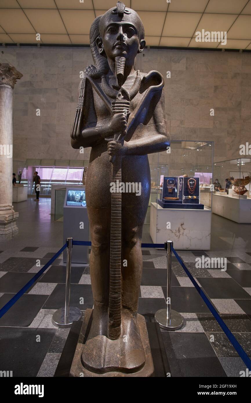 large statue of Khonsu ( the ancient Egyptian god of the Moon) at ...