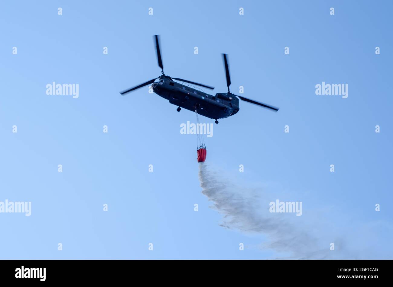 TATOI VARIBOBI ATHENS, GREECE - Aug 03, 2021: A low-angle shot of a jet ...