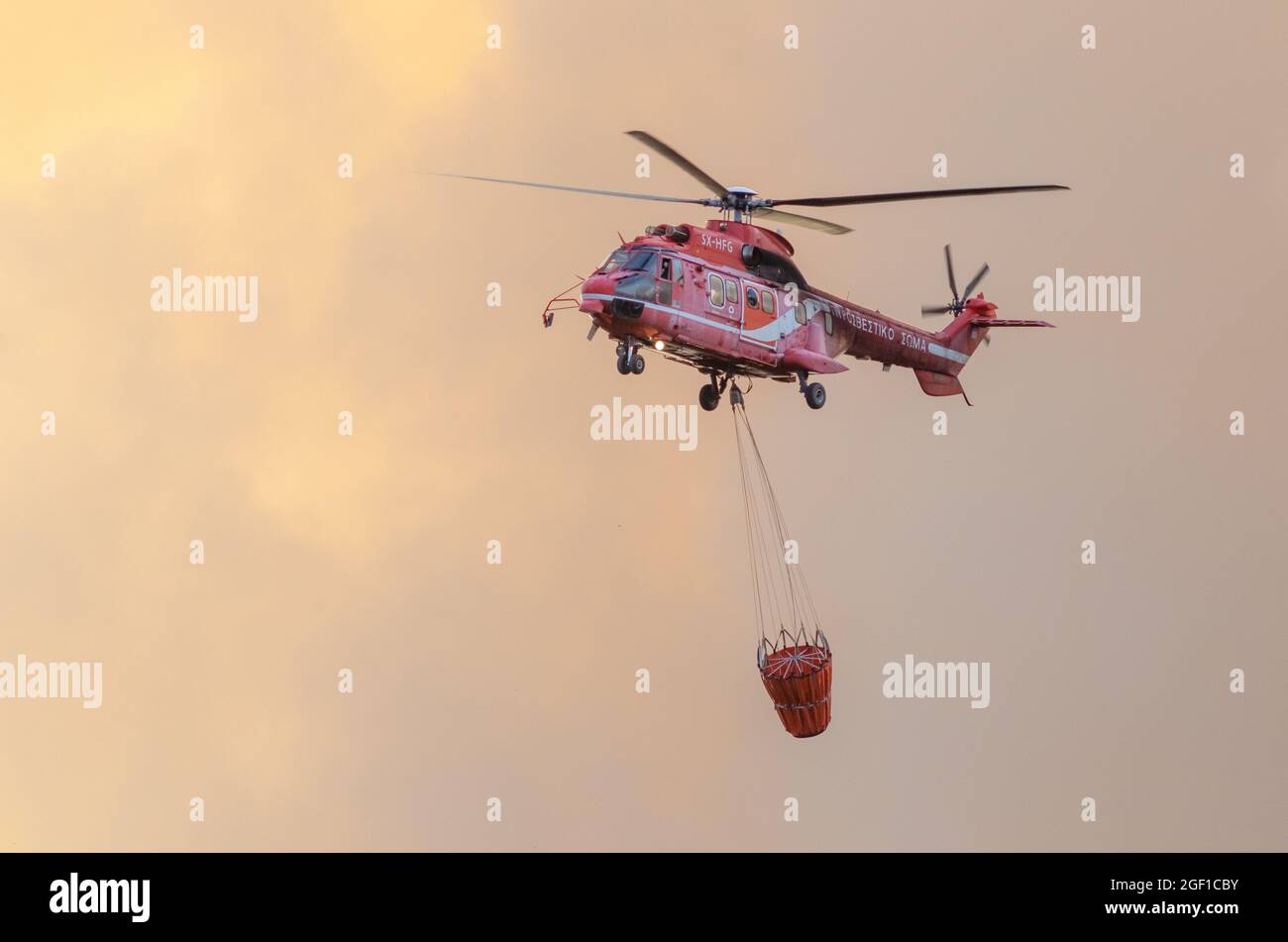 TATOI VARIBOBI ATHENS, GREECE - Aug 03, 2021: A low-angle shot of a jet ...