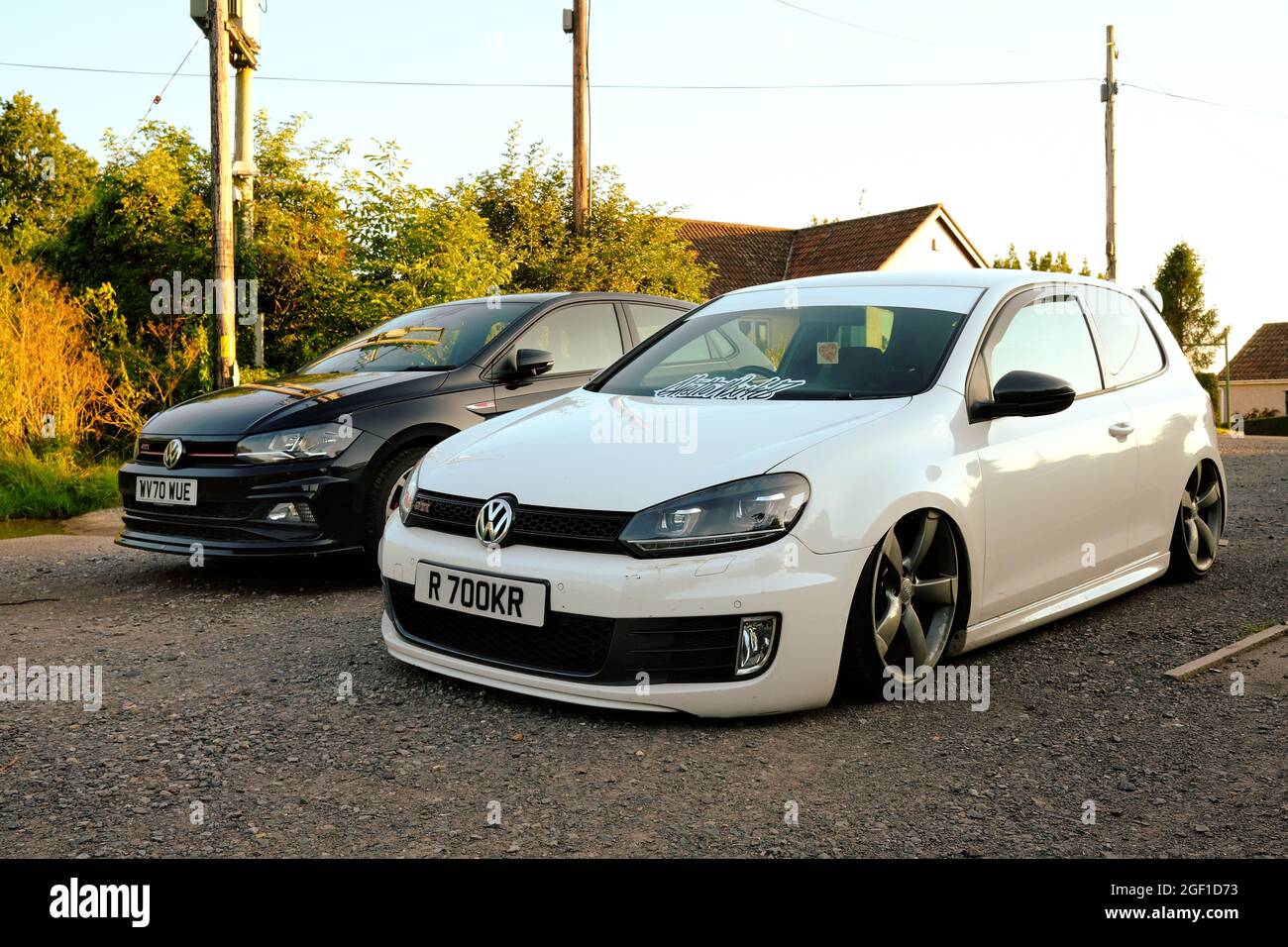 White Volkswagen Rabbit Lowered