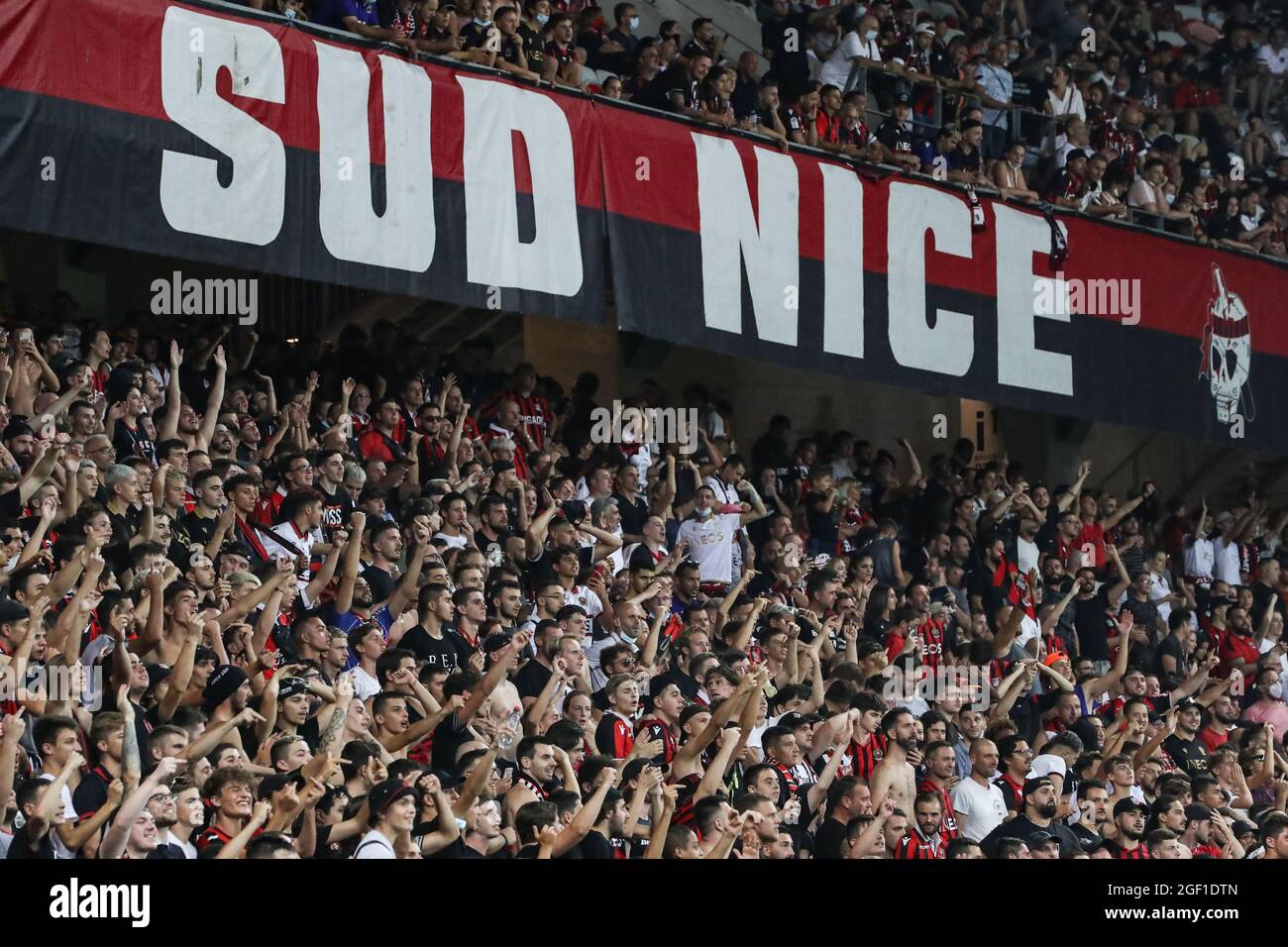 Nice, France, 22nd August 2021. OGC Nice fans in the South Curve ...