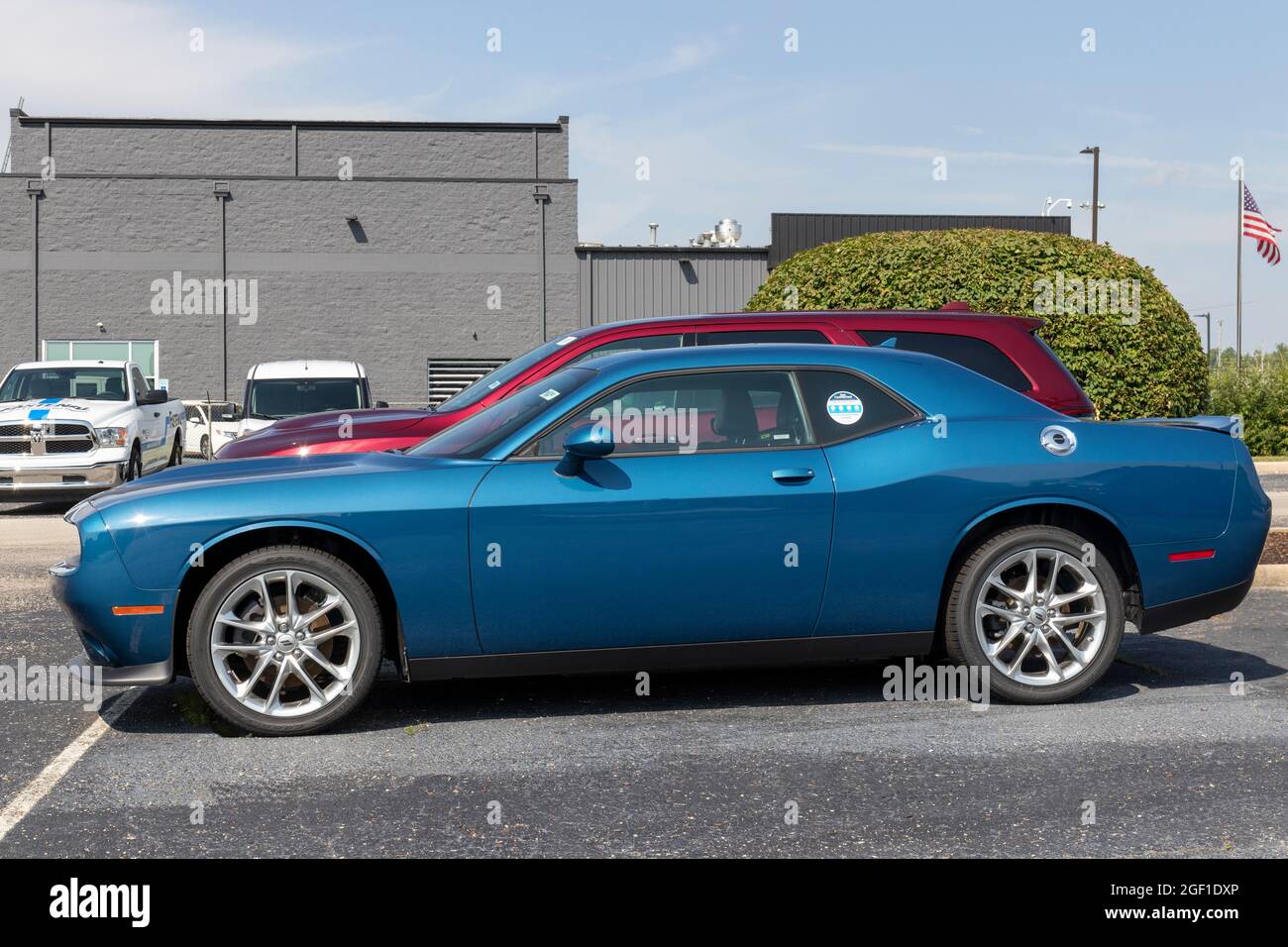 Indianapolis - Circa August 2021: Dodge Challenger display at a ...