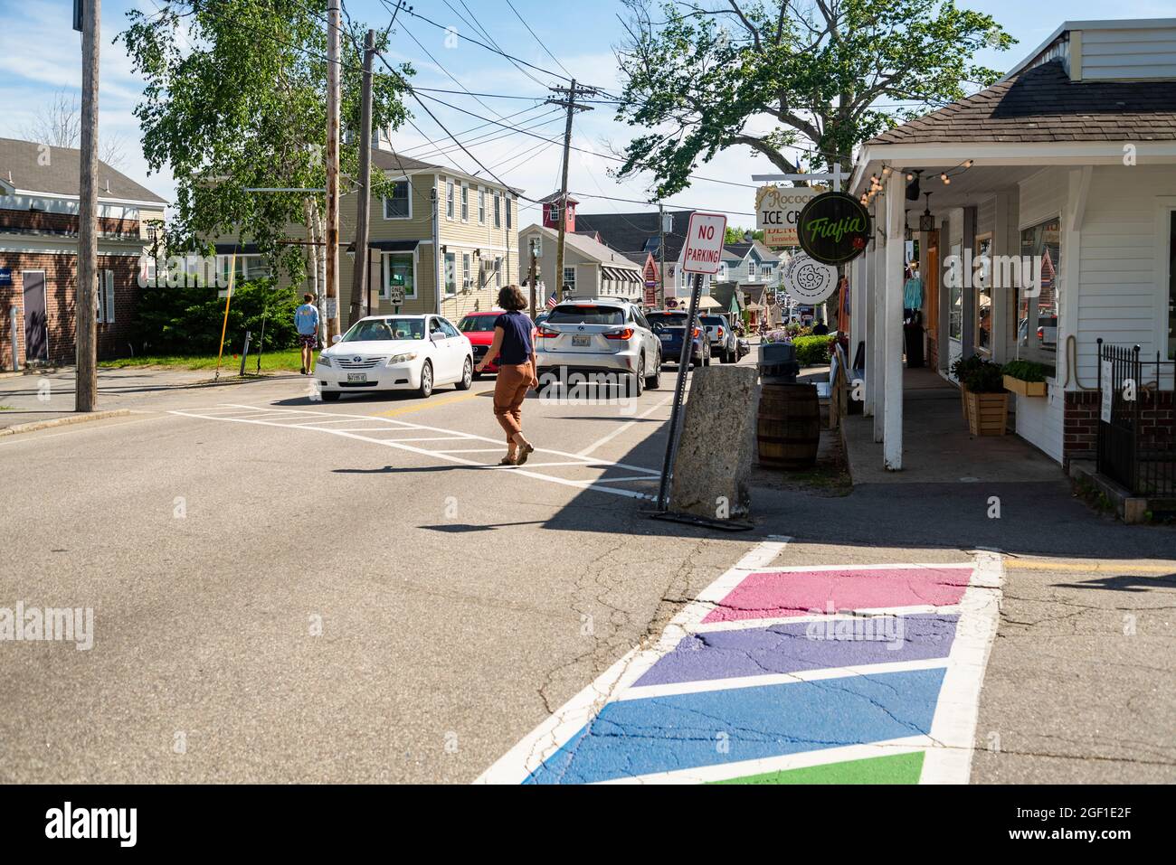Buildings and shops in the New England town of Kennebunkport Stock ...
