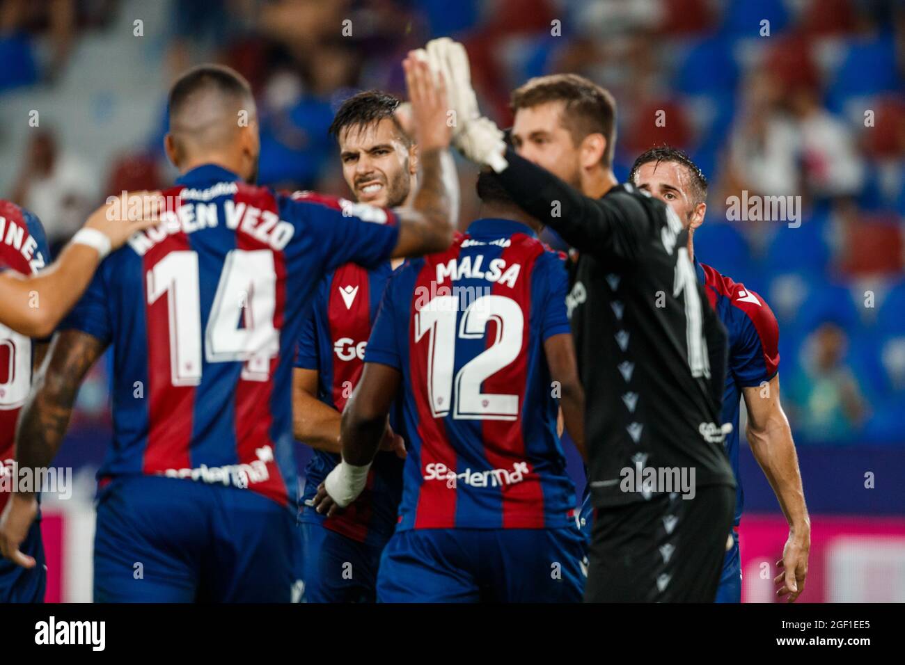 Valencia, Spain. 22nd Aug, 2021. Players of Levante UD during the Liga ...