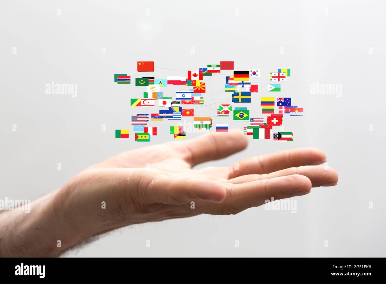 The virtual 3D national flags of different countries symbolizing unity ...
