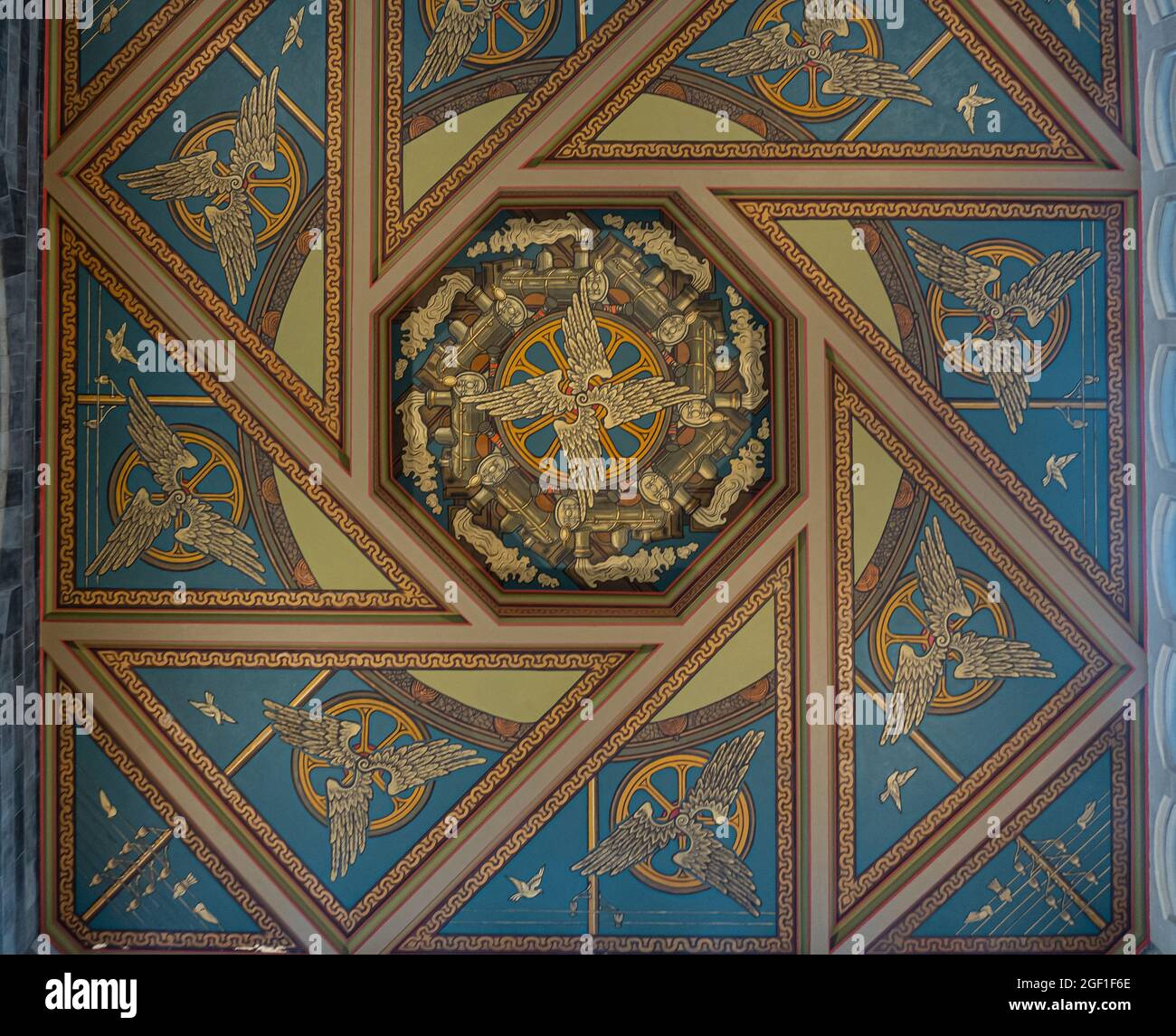 Gent, Flanders, Belgium - August 1, 2021: Ceiling painting of central ...